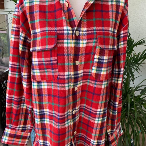 Ralph Lauren | Tops | Ralph Lauren Red Plaid Shirt Roomy Generous Cut 2 ...